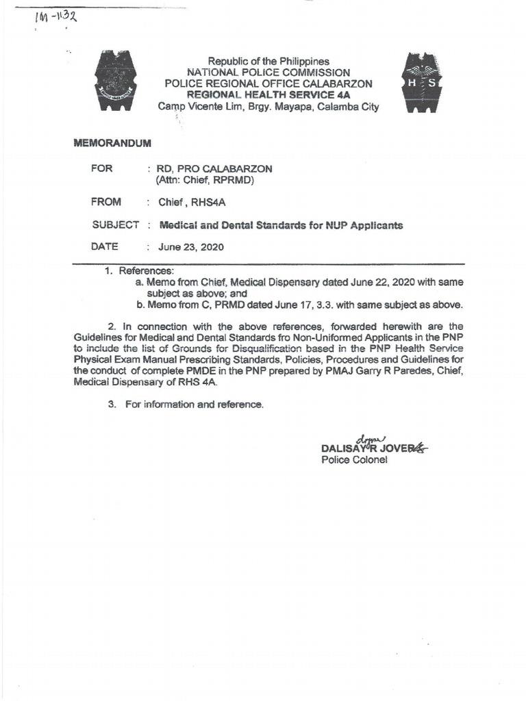Medical and Dental Standards For NUP Applicants | PDF