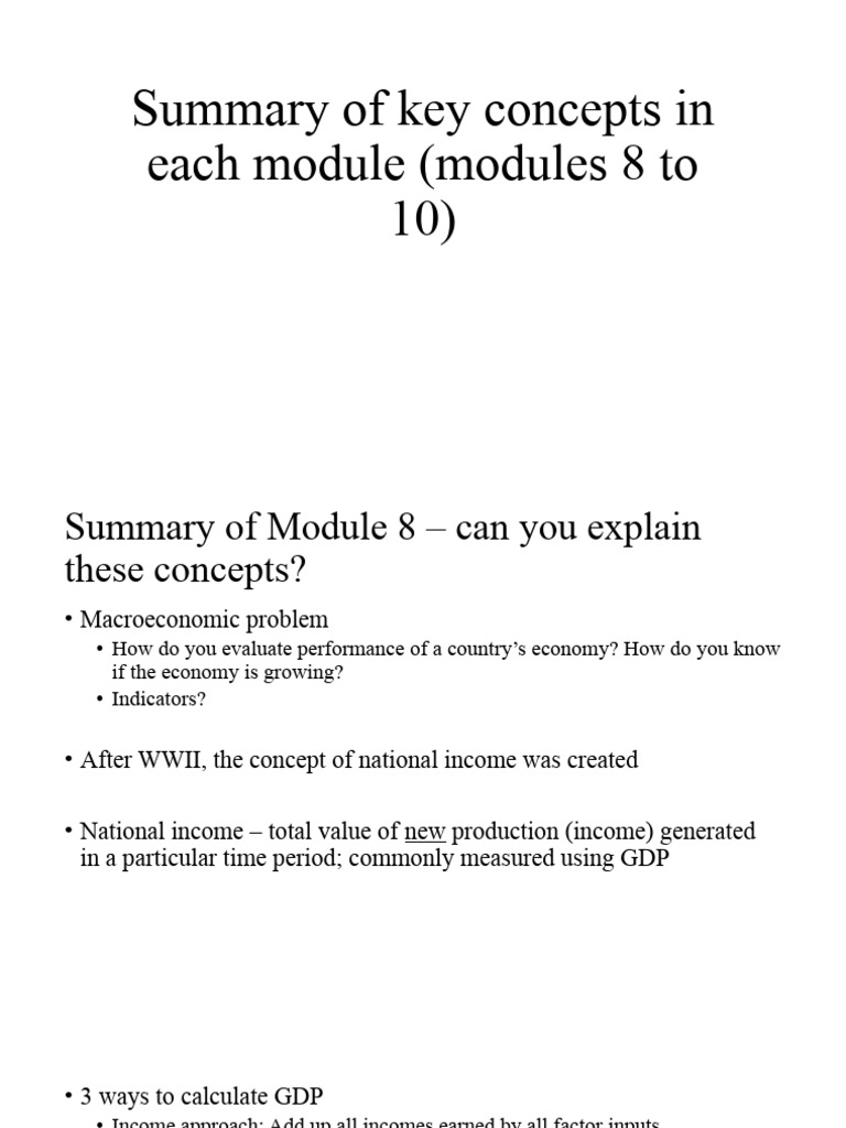 Summary of Key Concepts in Each Module 2 | PDF | Gross Domestic Product ...