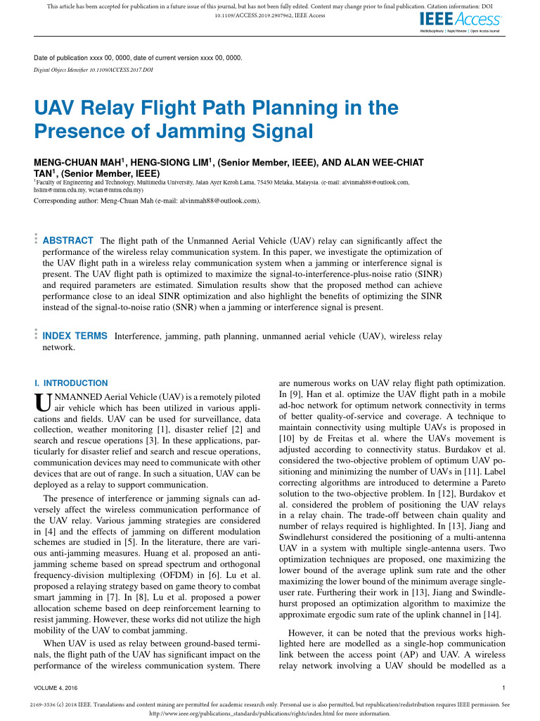 UAV Flight Path Optimization Against Jamming | PDF | Unmanned Aerial ...