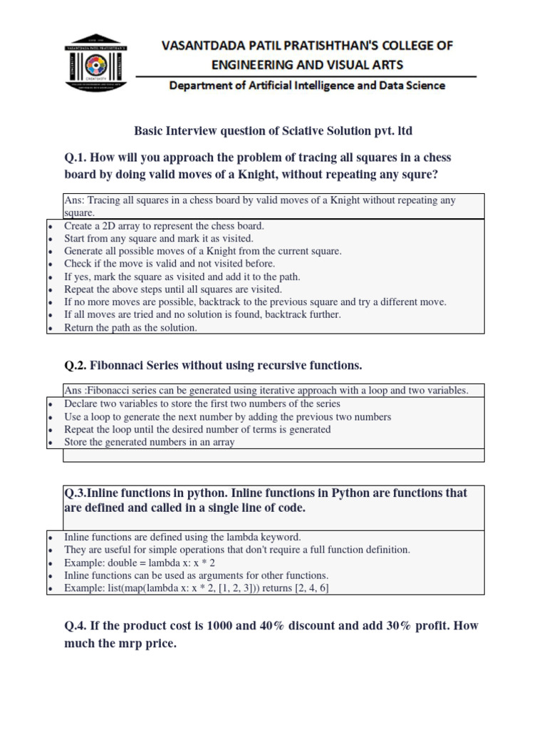 Sciative Questions & Answar | PDF | Anonymous Function | Control Flow