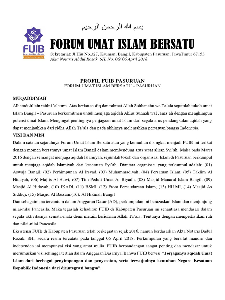 Profil Singkat Fuib | PDF