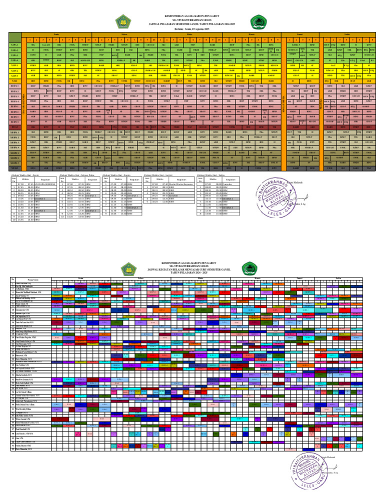 Jadwal Pelajaran Semester Ganjil TP.2024-2025 - Jadi | PDF