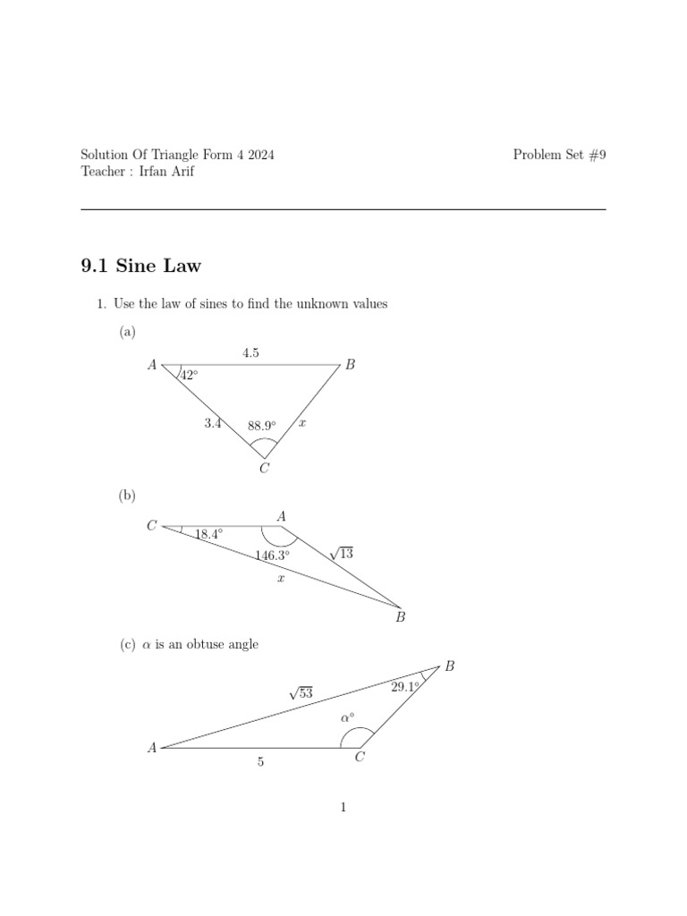 Solution_Of_Triangle_Addmath_Homework | PDF | Triangle | Trigonometric Functions
