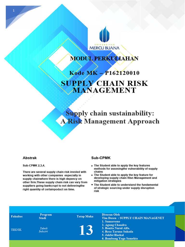 MODUL 13 SCRM Supply Chain Risk Management - 2023 - OK OK | PDF | Bisnis