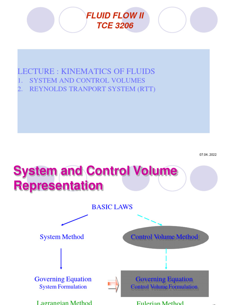 System & Control Vol - Reynolds Transport System (RTT) | PDF | Momentum ...