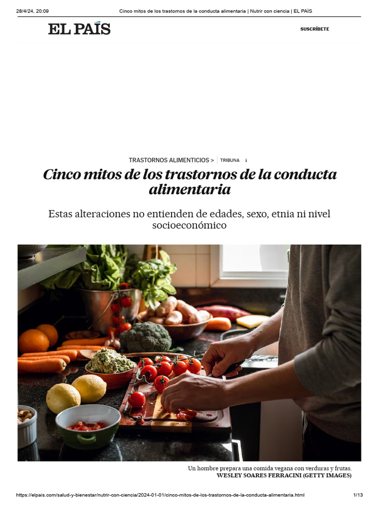 Cinco Mitos de Los Trastornos de La Conducta Alimentaria - Nutrir Con Ciencia - EL PAÍS | PDF ...