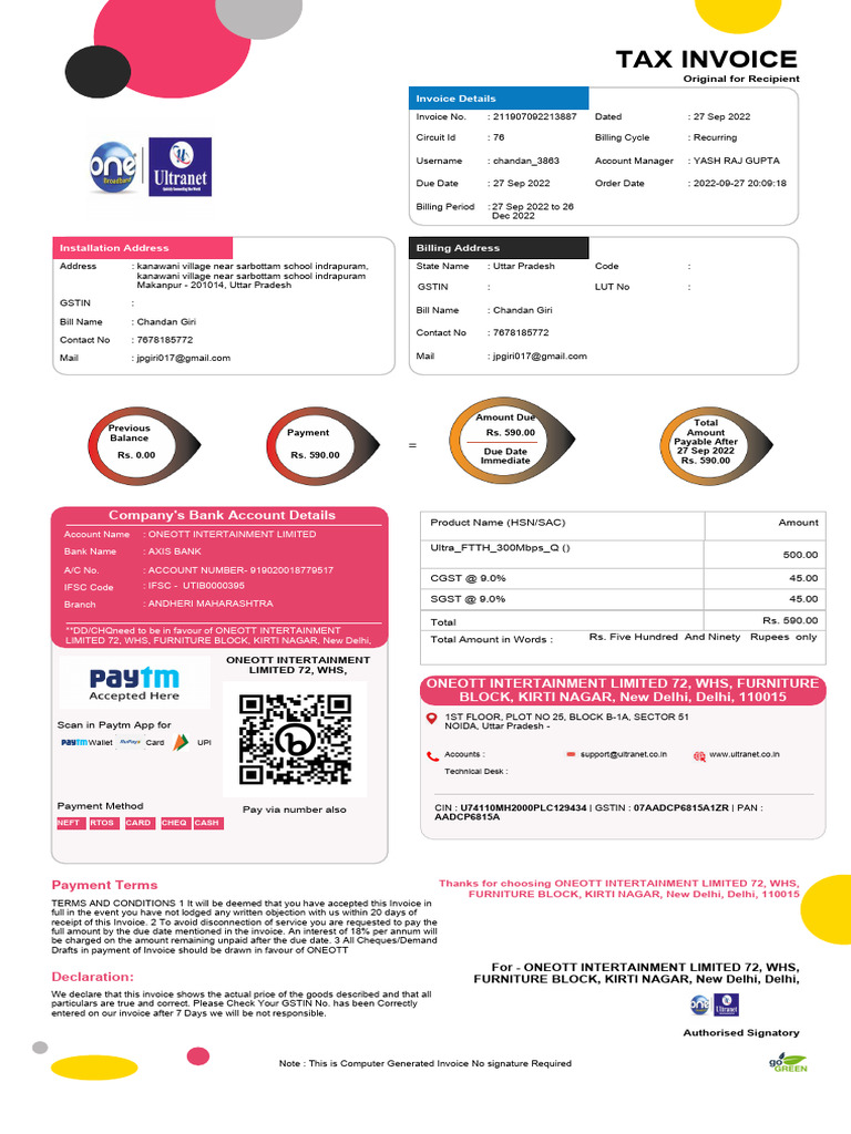 Invoie 2 | PDF | Cheque | Payments
