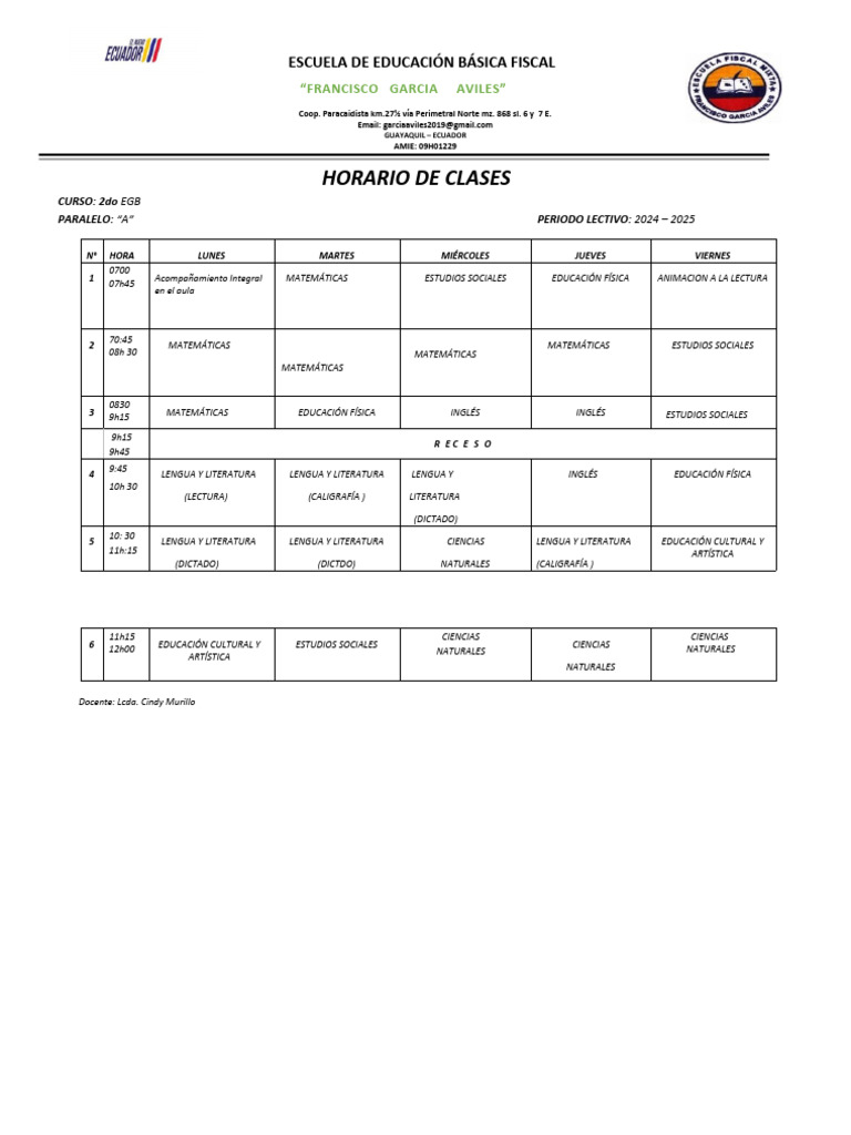 Horario de Clases-2 | PDF