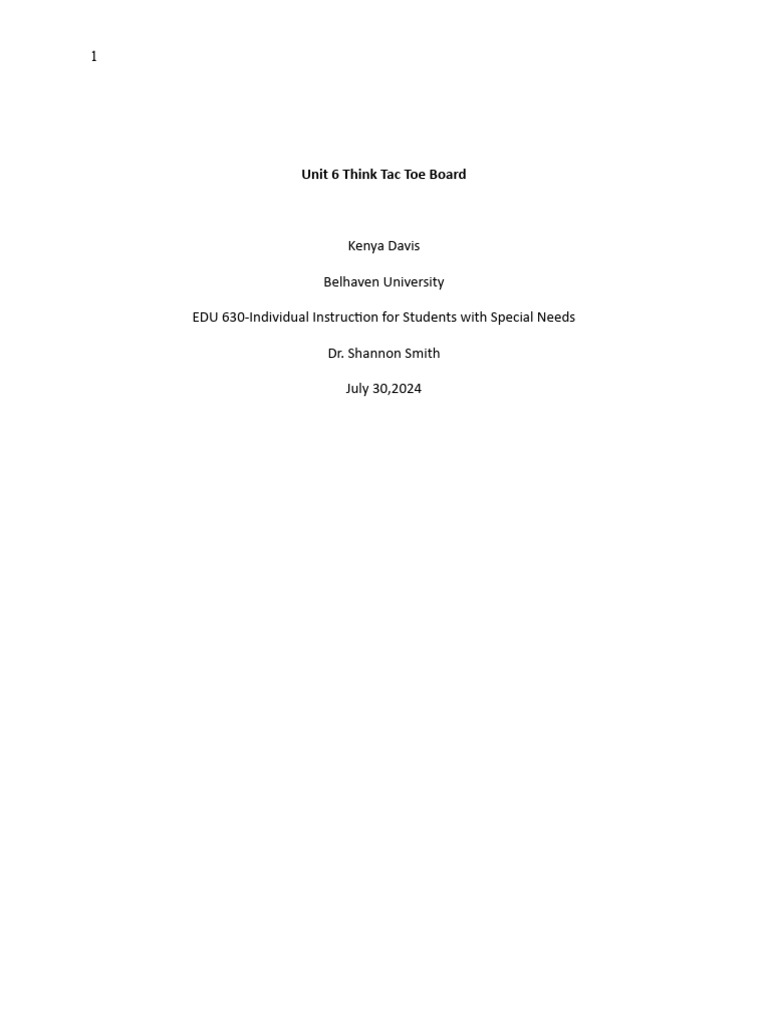 Unit Six Tic Tac Toe Assignment | PDF | Cognition | Cognitive Science