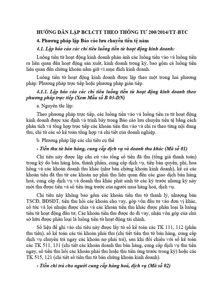 Hướng Dẫn Lập Bclctt Theo Thông Tư 200 | PDF