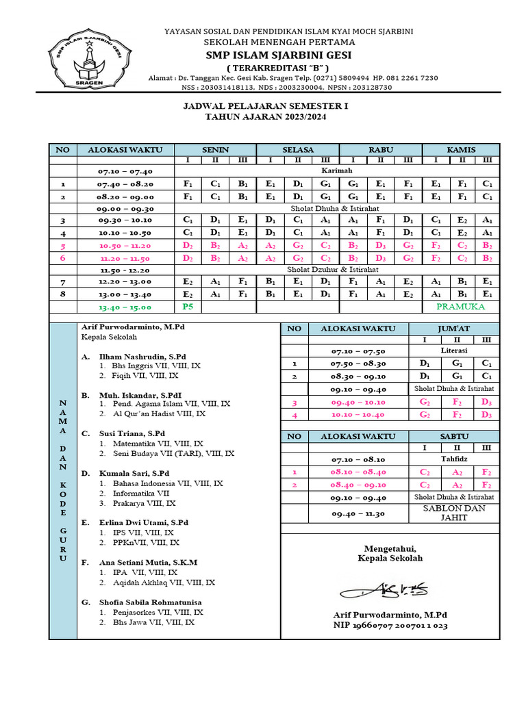 Jadwal 1 | PDF