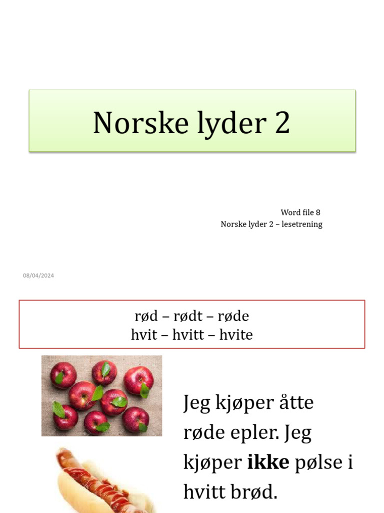 Norske Lyder 2 - Farger. Negative Setninger. Les Setningene | PDF