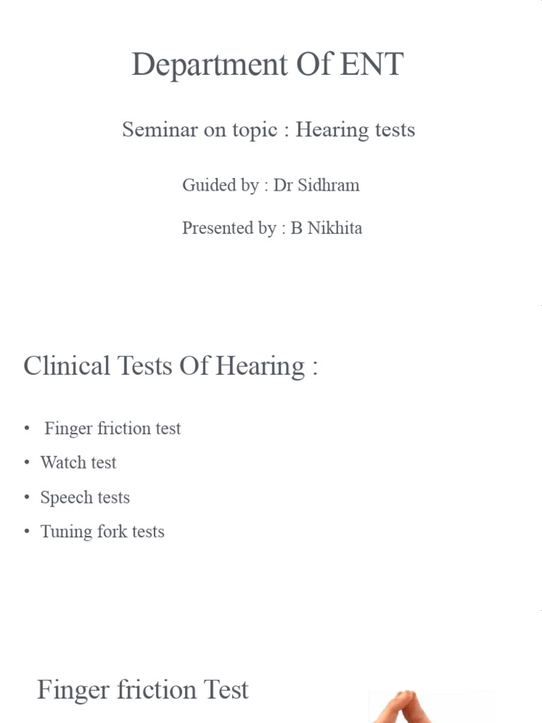 Hearing Tests for ENT Professionals | PDF | Audiology | Auditory System