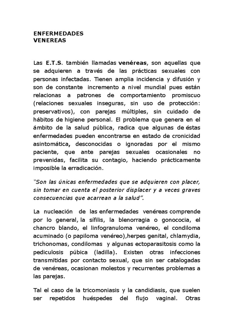Enfermedades Venereas | PDF | Infección transmitida sexualmente | VIH / SIDA