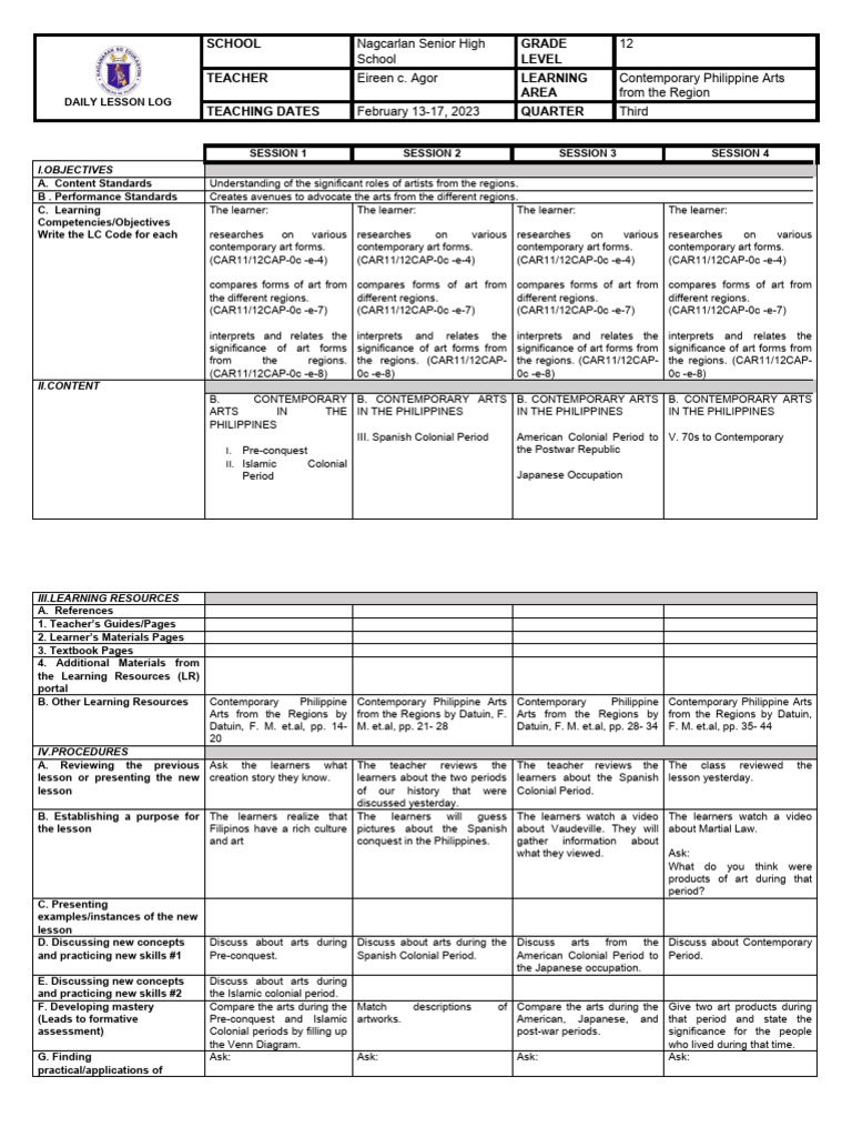 CPAR-WK3-FEB.13-172023 | PDF | Learning | Philippines