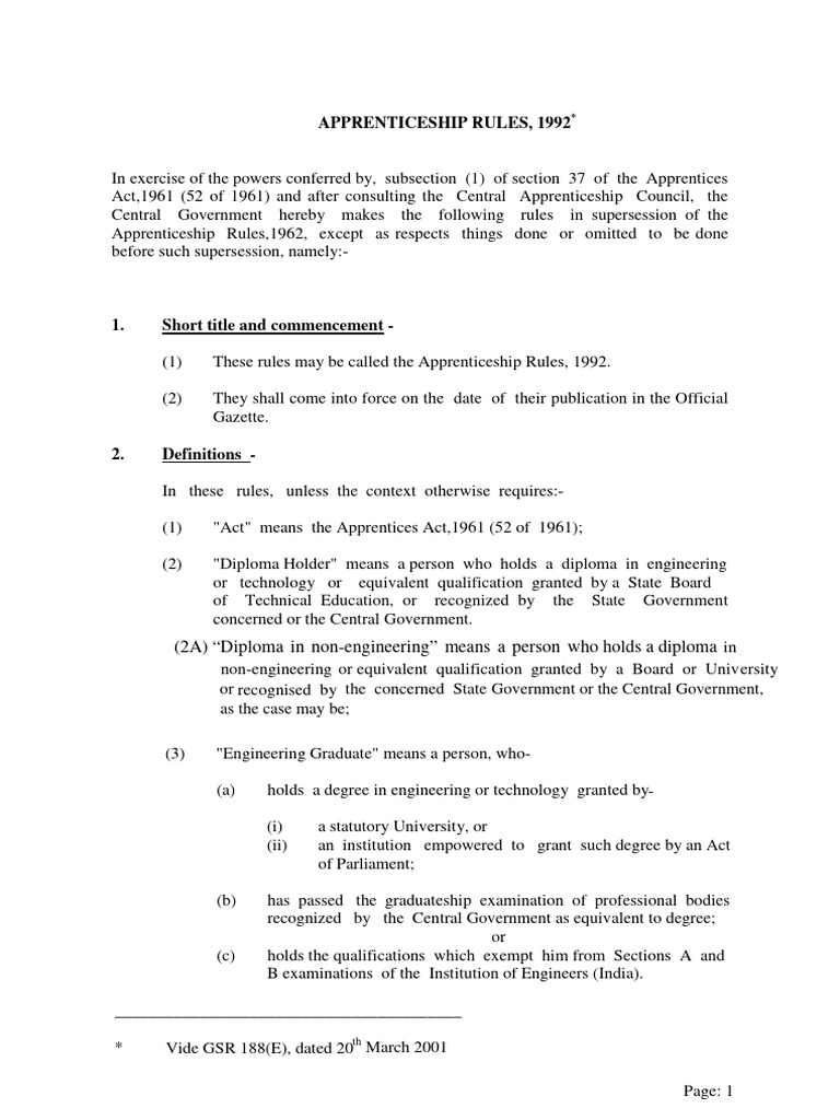 Apprenticeship Rules 1992 Updated 2015 Amendment2422 - 2 | PDF | Apprenticeship | Vocational ...