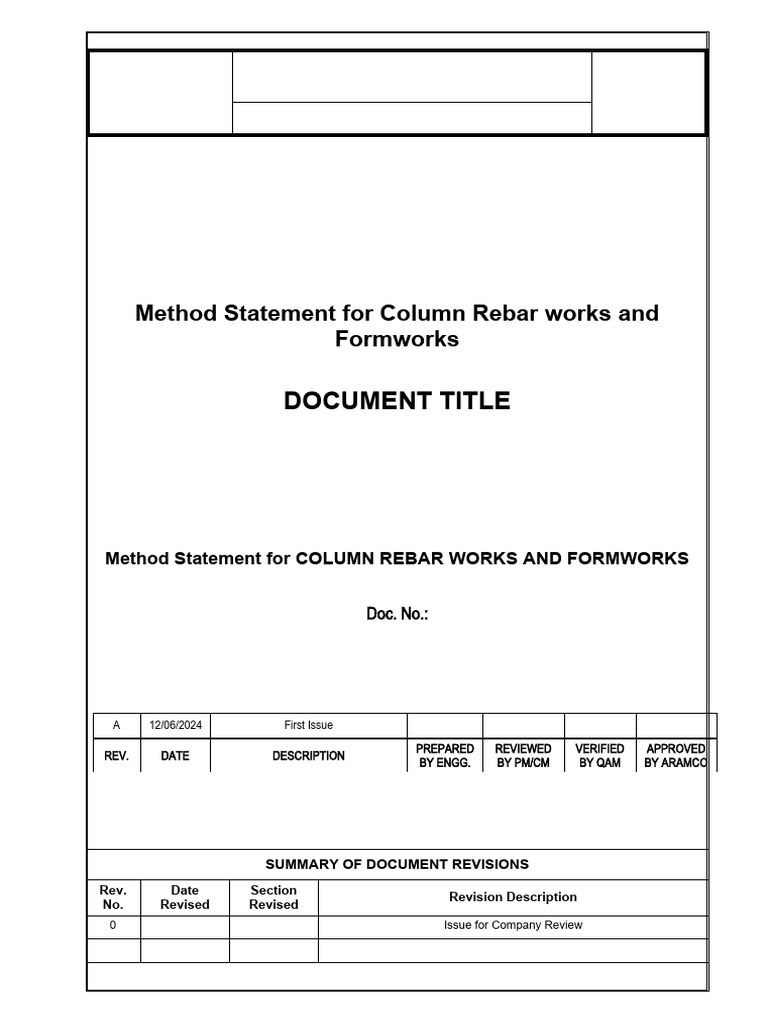 Method Statement For Column Formworks - July 31.2024 | PDF | Personal ...