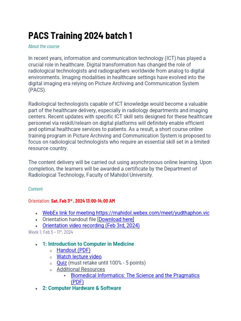 PACS Training 2024 Batch 1 | PDF | Computing | Information Technology