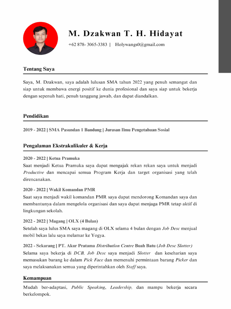 CV M Dzakwan T H Hidayat | PDF