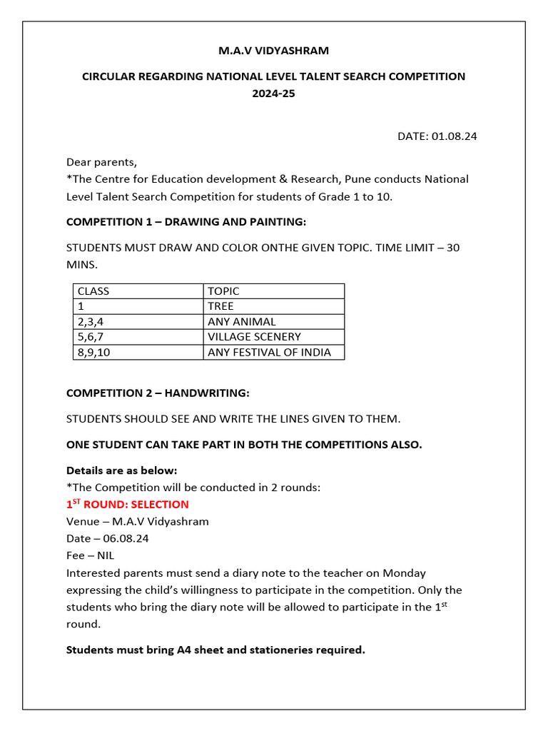 Drawing Competition Circular | PDF