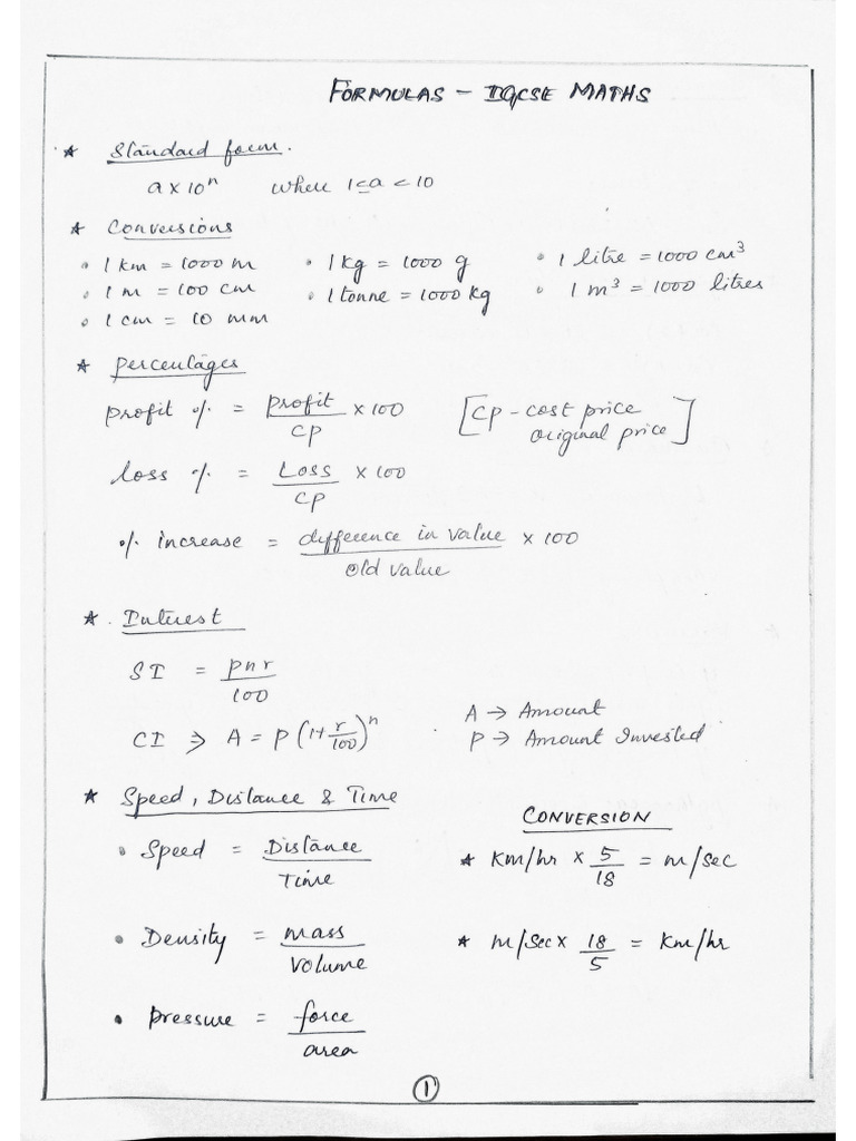 Maths Formulaes | PDF