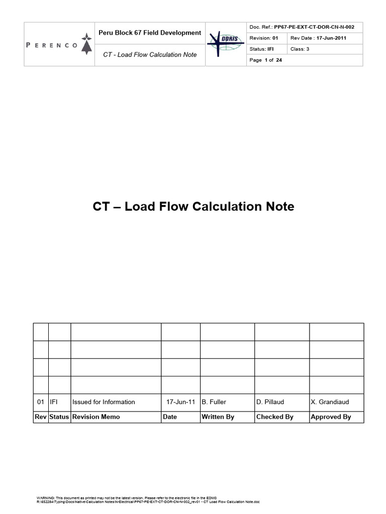 PP67-PE-EXT-CT-DOR-CN-N-002 - Rev01 - CT Load Flow Calculation Note ...