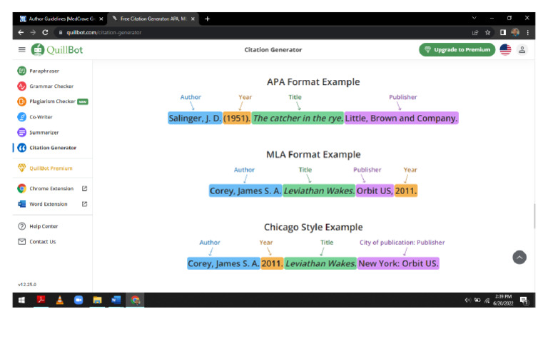 QUILLBOT Citation Generator | PDF