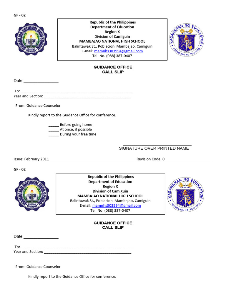 Guidance Office Forms Collection | PDF | Behavior Modification