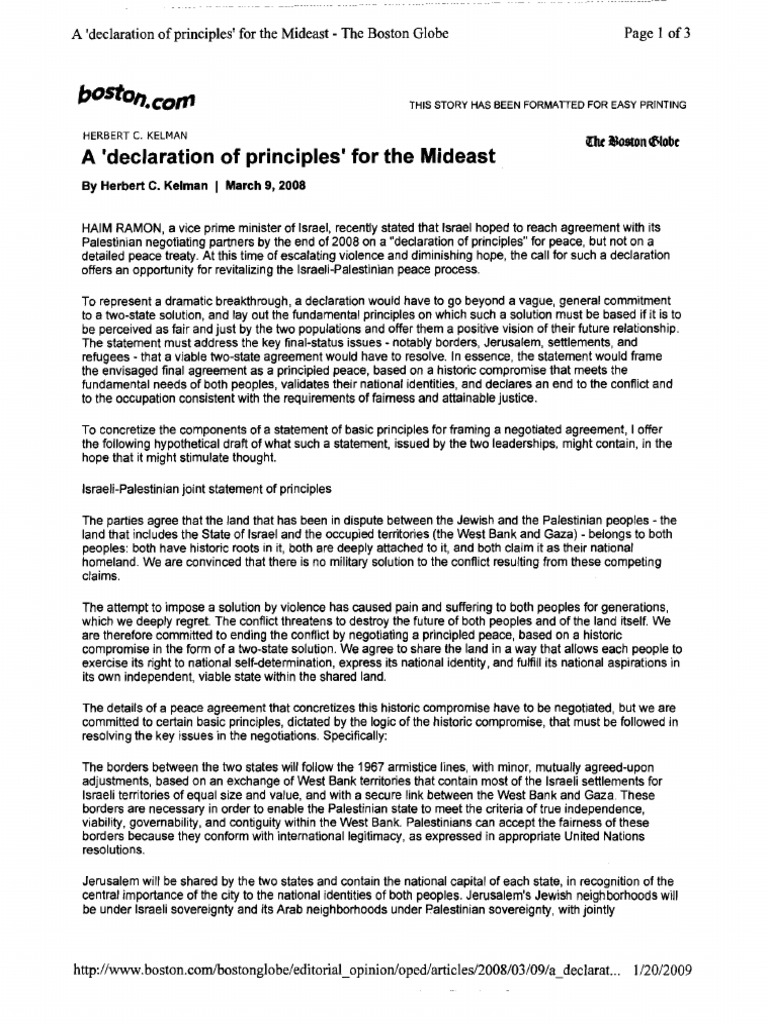 A Declaration of Principles 2008 | PDF