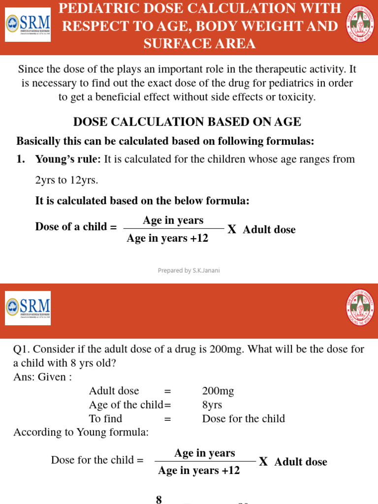 Pediatric Dose Calculation With Respect To Age | PDF | Dose ...