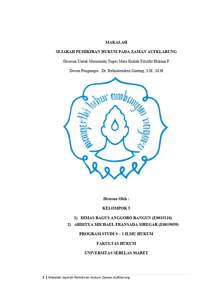 Kelompok 5 Dimas Bagus Anggoro Bangun Michael Siregar - Makalah Sejarah Pemikiran Hukum Zaman ...