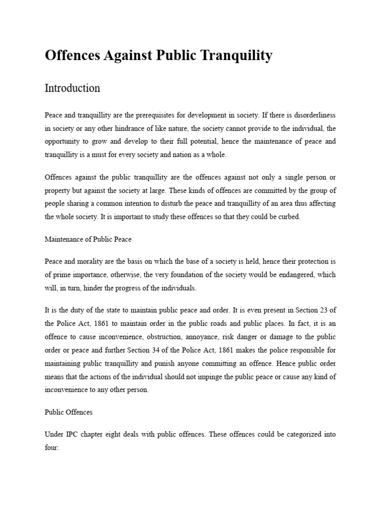 Offences Against Public Tranquility | PDF | Crimes | Crime & Violence