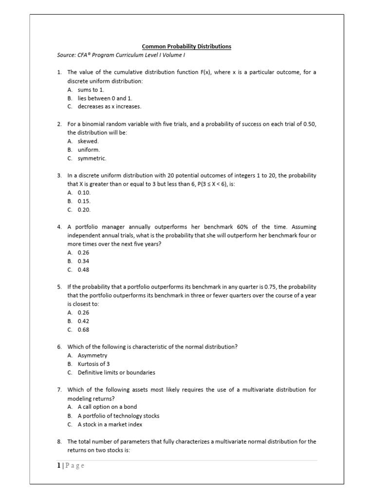 Common Probability Distribution | PDF | Probability Distribution ...