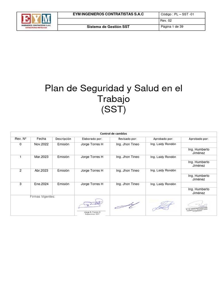 9 Plan SST Rev.02 | PDF | Seguridad y salud ocupacional | La seguridad
