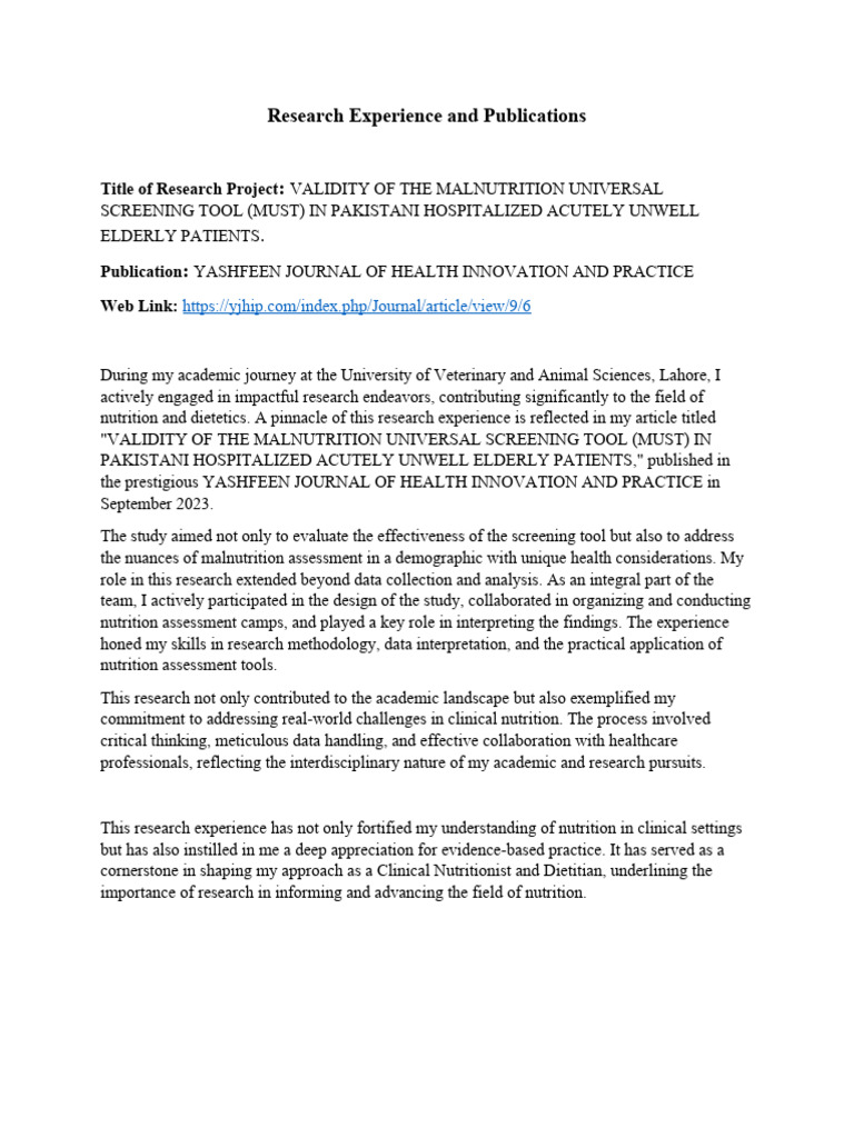 Research Experience and Publications | PDF | Self-Improvement | Science ...