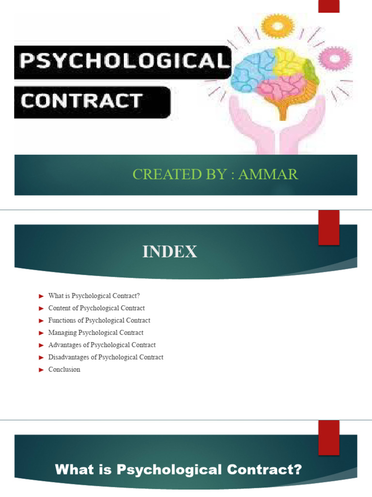 Ammar-Psychological Contract Presentation | PDF | Psychology | Employment