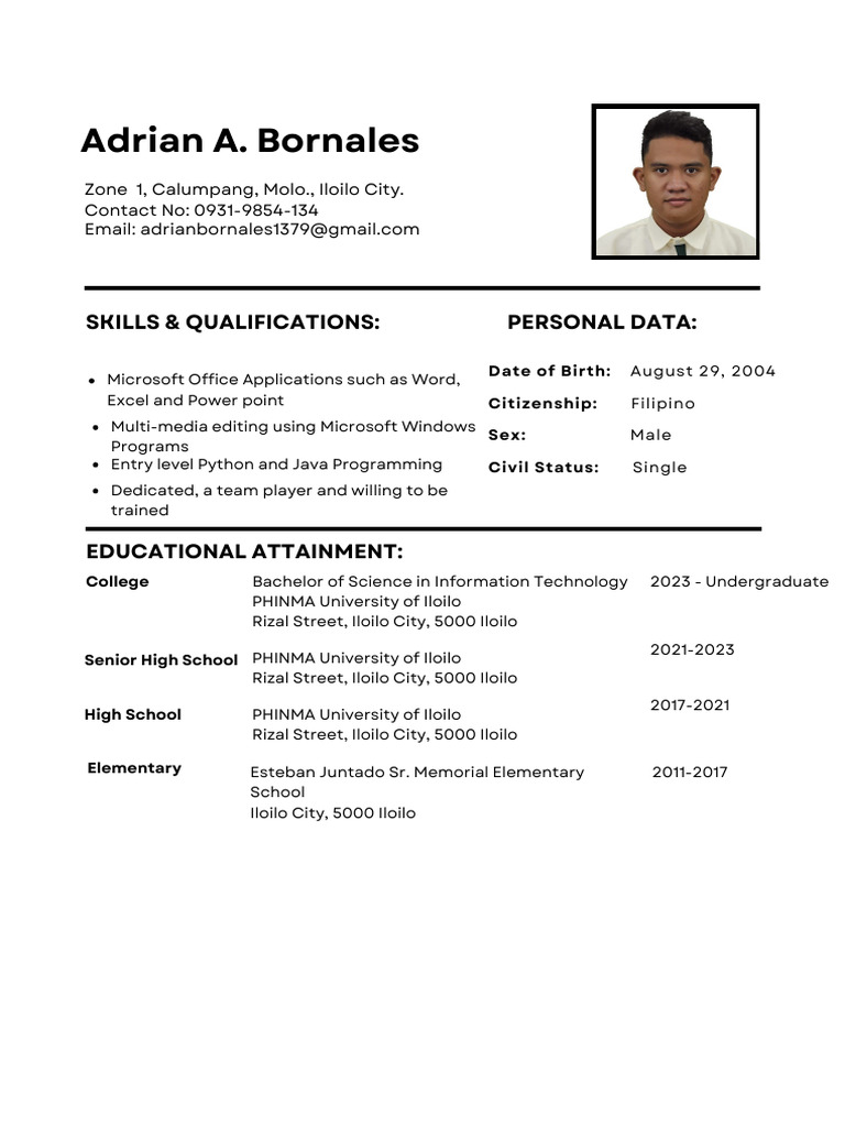 Adrian Bornales - RESUME | PDF | Career & Growth