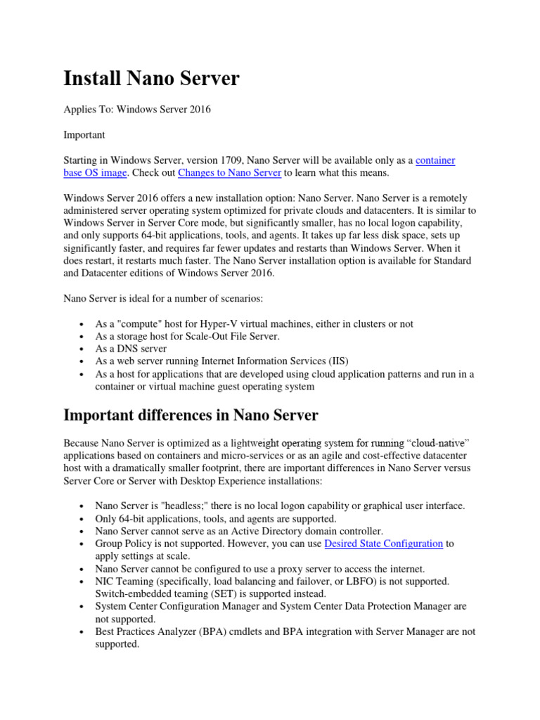 Install Nano Server | PDF | Microsoft Windows | Computing