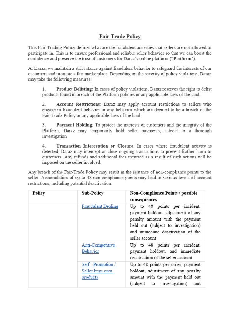 PK Updated Fair Trade Policy | PDF | Alibaba Group | Sales