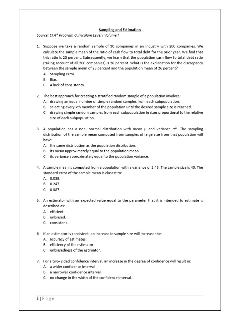 Sampling And Estimation Pdf Estimator Standard Error
