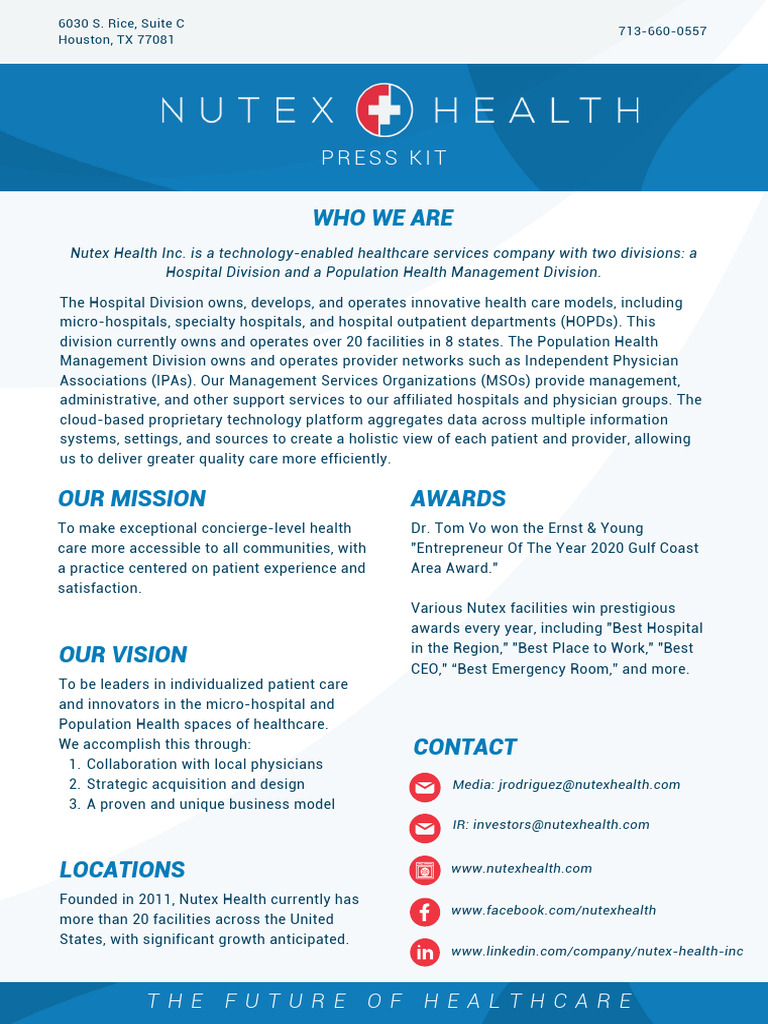 Nutex Health Press Kit - 2024 1 | PDF | Hospital | Health Care