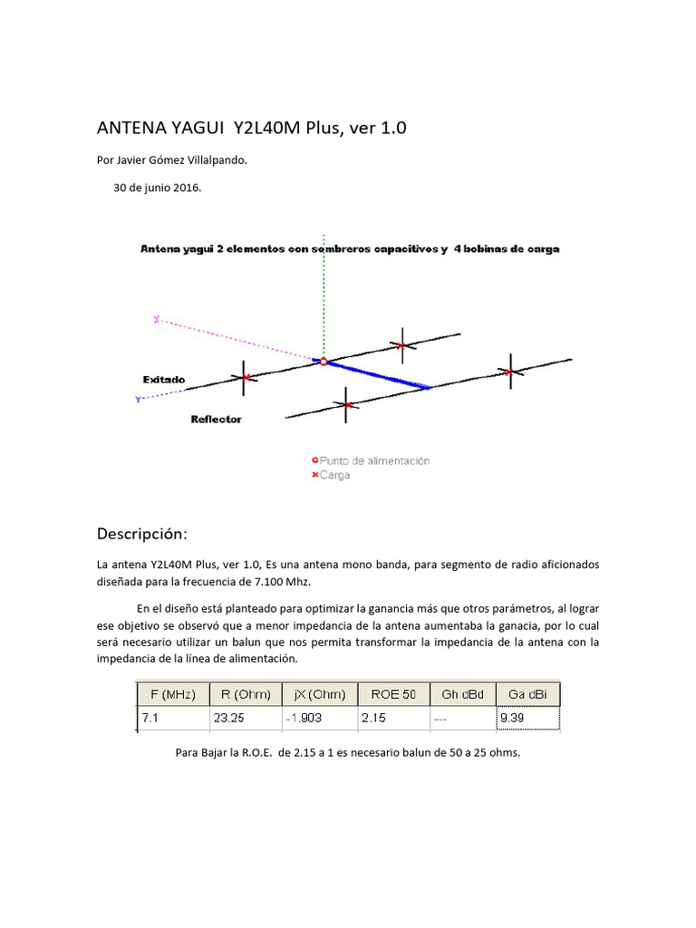 Antena Yagi Y2L40M Plus: Diseño y Ganancia | PDF | Antena (Radio ...