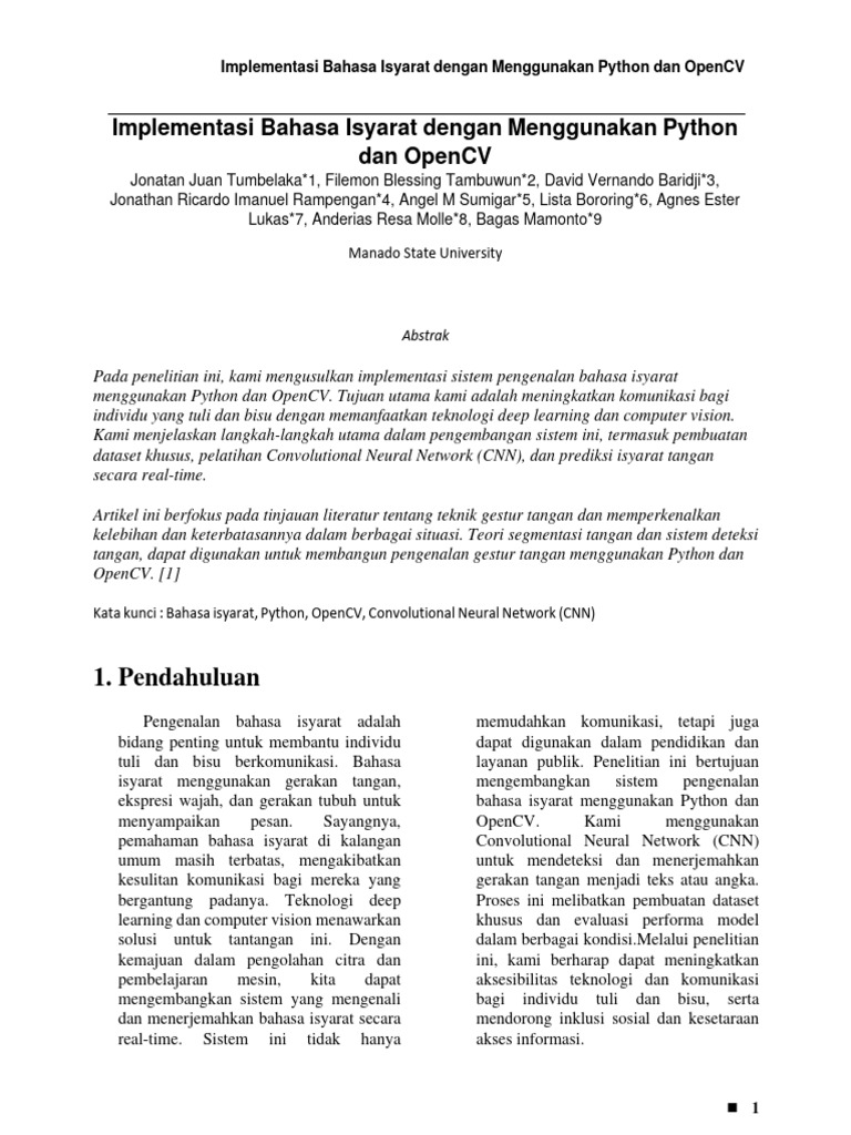 Implementasi Bahasa Isyarat Dengan Menggunakan Python Dan OpenCV | PDF Implementasi Bahasa Isyarat Dengan Menggunakan Python Dan OpenCV | PDF
