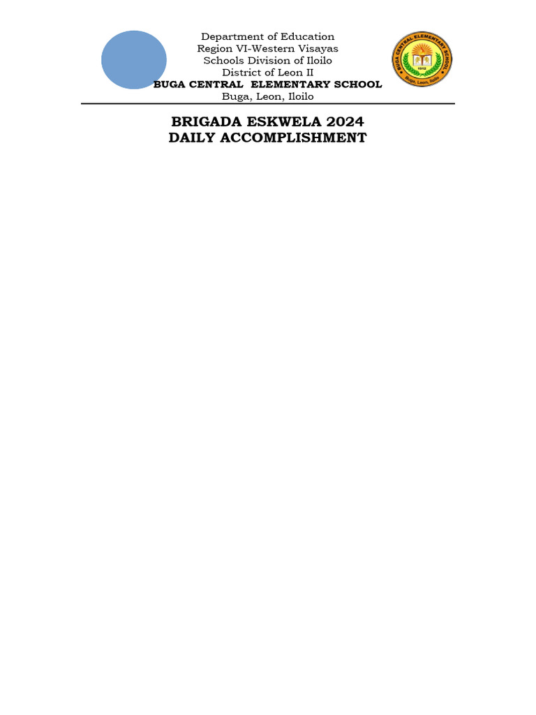 Brigada Daily Accomplishment Report 2024 2025 Report | PDF
