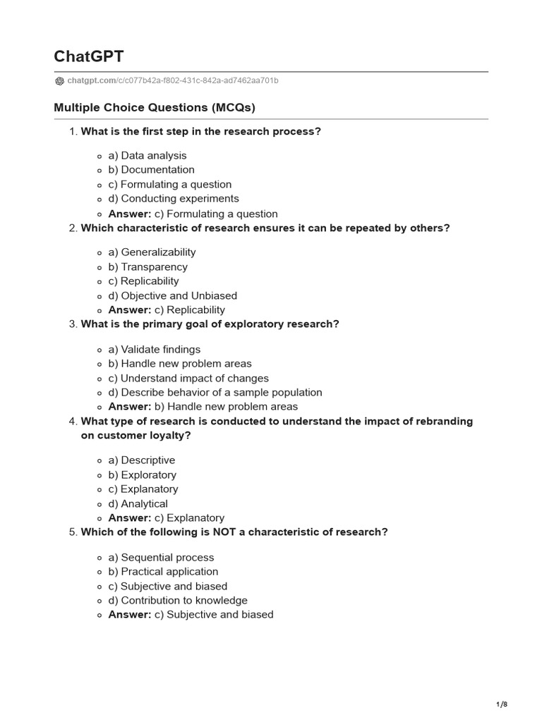Essential Research Process MCQs Guide | PDF | Methodology | Experiment