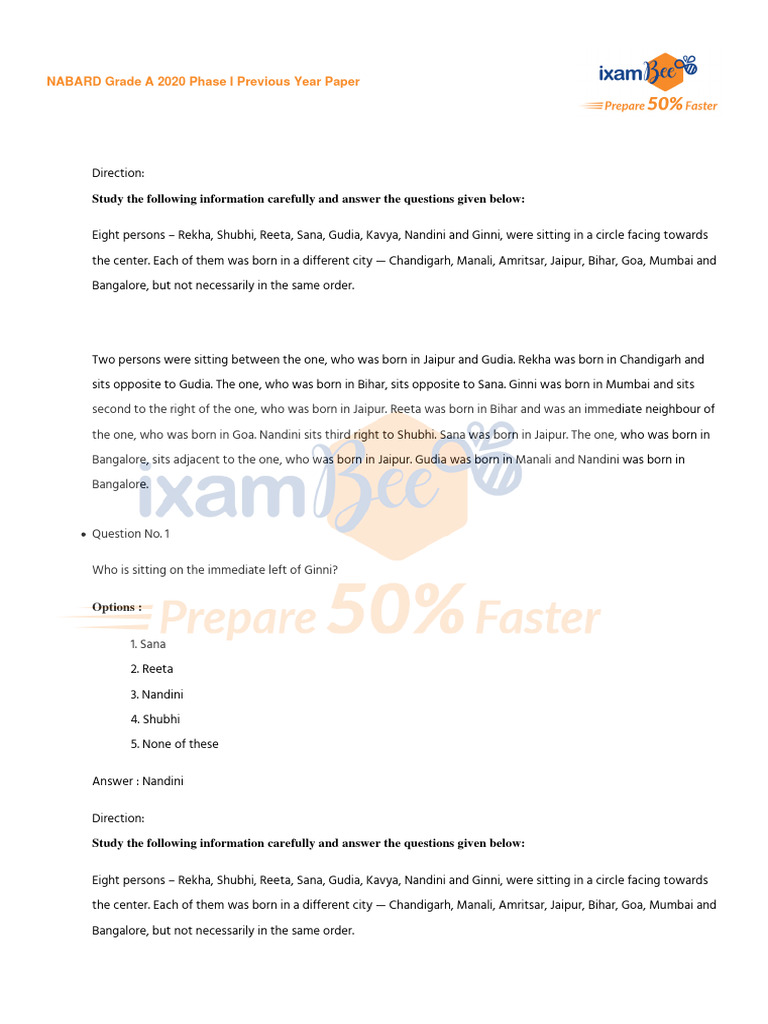 NABARD Grade A 2020 Phase I Previous Year Paper | PDF | Blue | Color