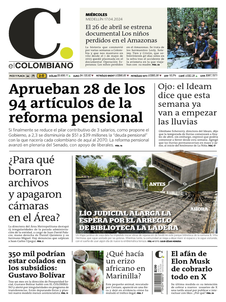 El Colombiano 17-04-2024 | PDF