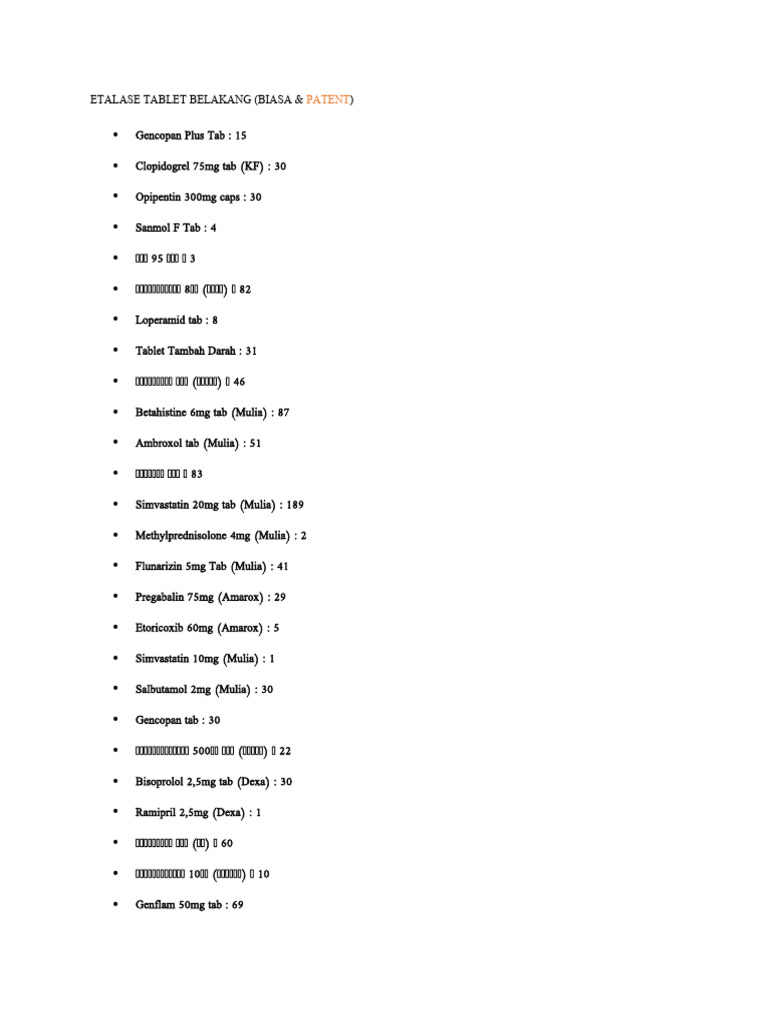 Comprehensive Medication Inventory List | PDF | Drugs | Pharmacology