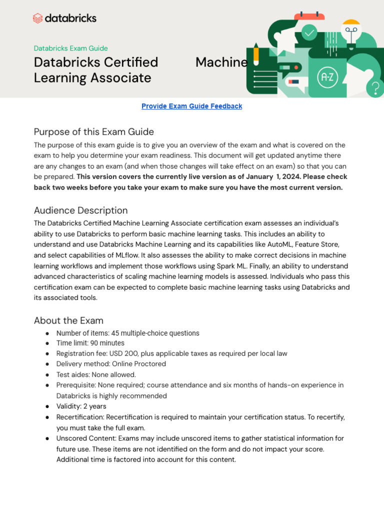 Databricks Certified Machine Learning Associate Exam Guide | PDF ...