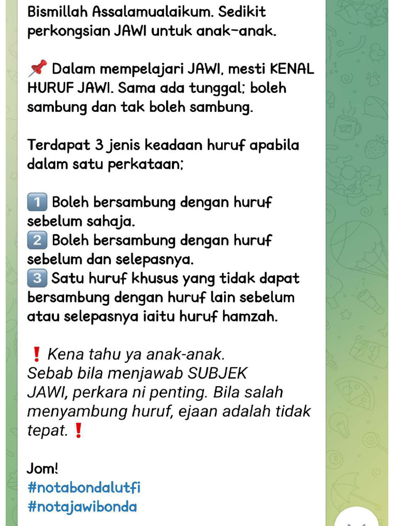 Huruf Jawi Sambung Dan Tak | PDF